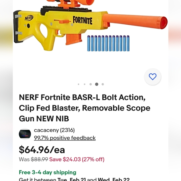 Nerf | Toys | Nerf Fortnite Basrl Bolt Action Clip Fed Blaster ...
